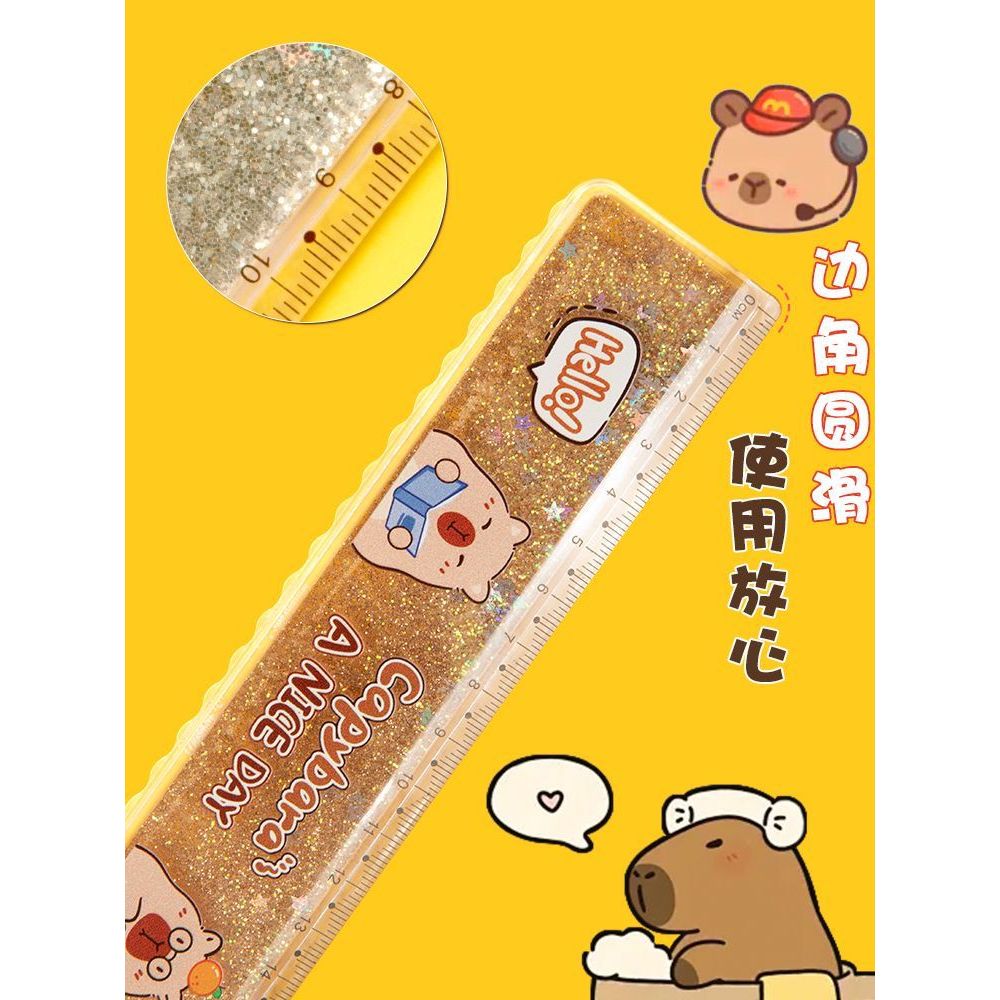 Glitter Water Ruler CAPYBARA & PIKACHU & LITTLE PONY LABU Cute Ruler ...