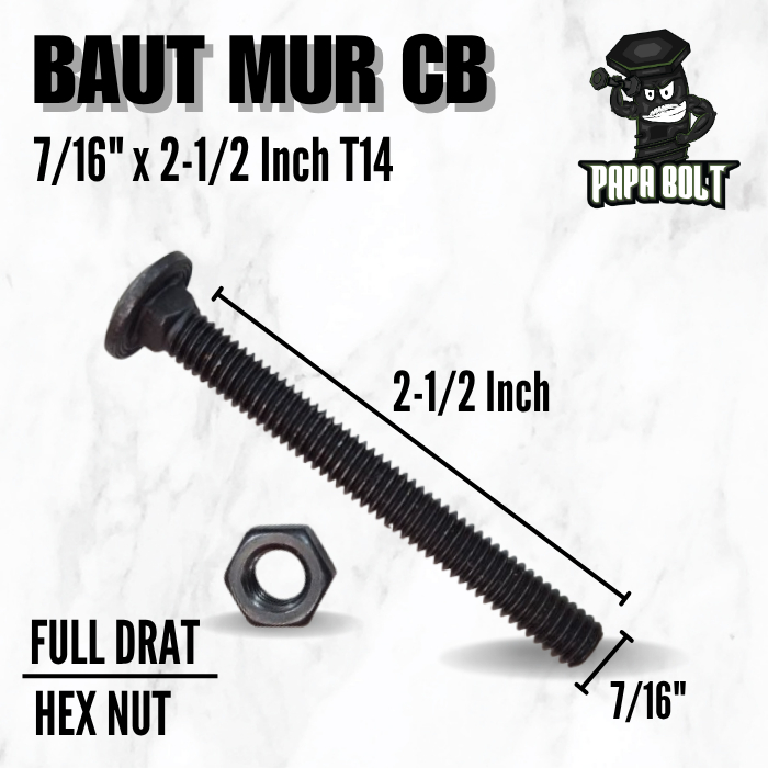 CB Nut Bolt Umbrella Nut Bolt 7/16" x 2-1/2" T14 | Shopee Philippines