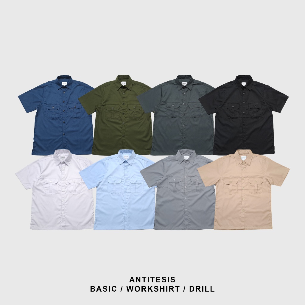 KEMEJA Basic Antitesis Workshirt | Plain Regular Fit Work Shirt ...