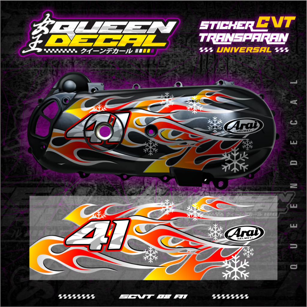 CVT Block Sticker for All Types of Motorcycles with Cool Fire Arai ...