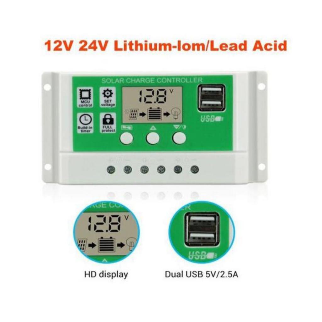 SCC PWM Lithium 10A 20A 30A Solar Charge Controller 12V 24V Battery ...