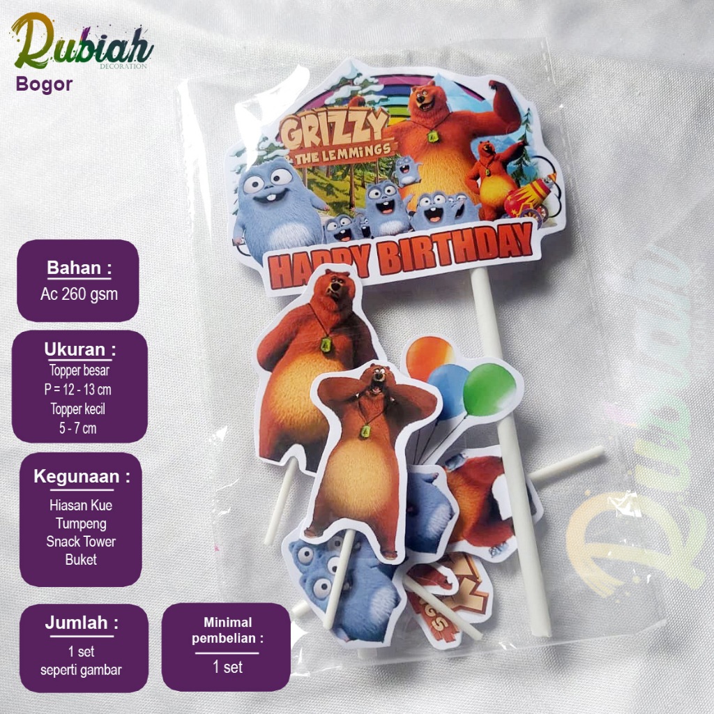 Grizzy and the lemmings Character cake Topper Birthday cake / Snack ...