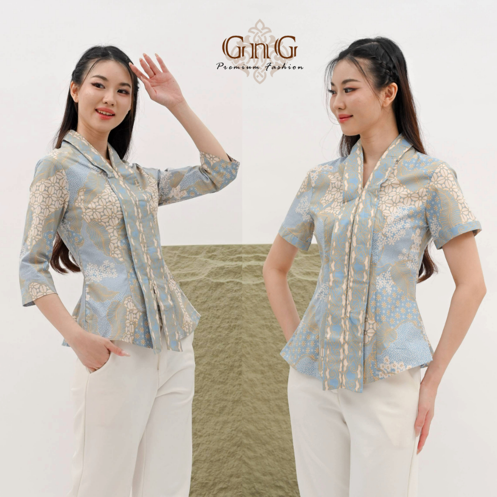 Batik Top 292P ICE Blue/ Women's Batik Blouse/ Batik Uniform/ Couple ...