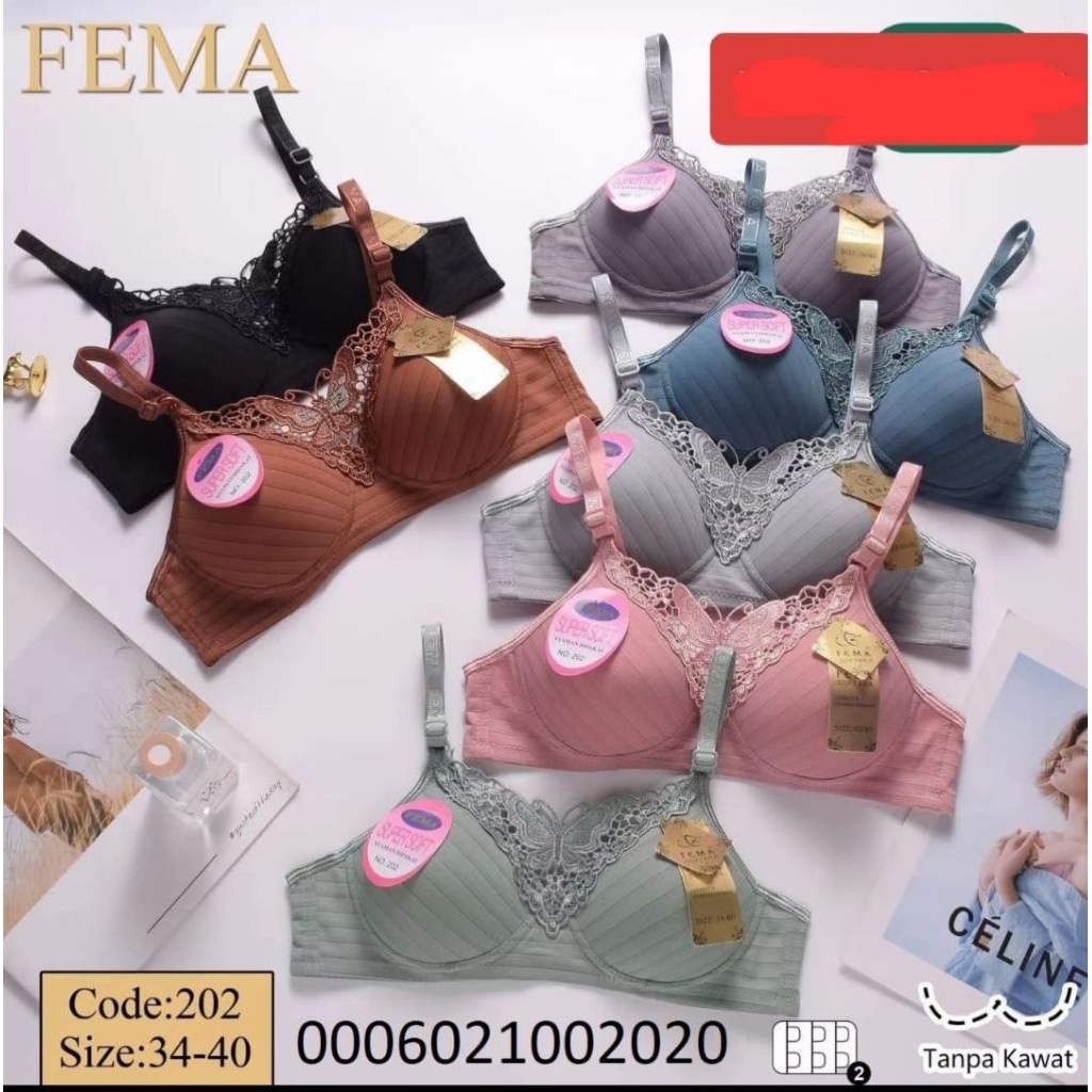 BRA IMPORTED BRA FEMA middle lace BH SUPER ADEM 2 HOOKS NO 34 - 40 SOFT ...