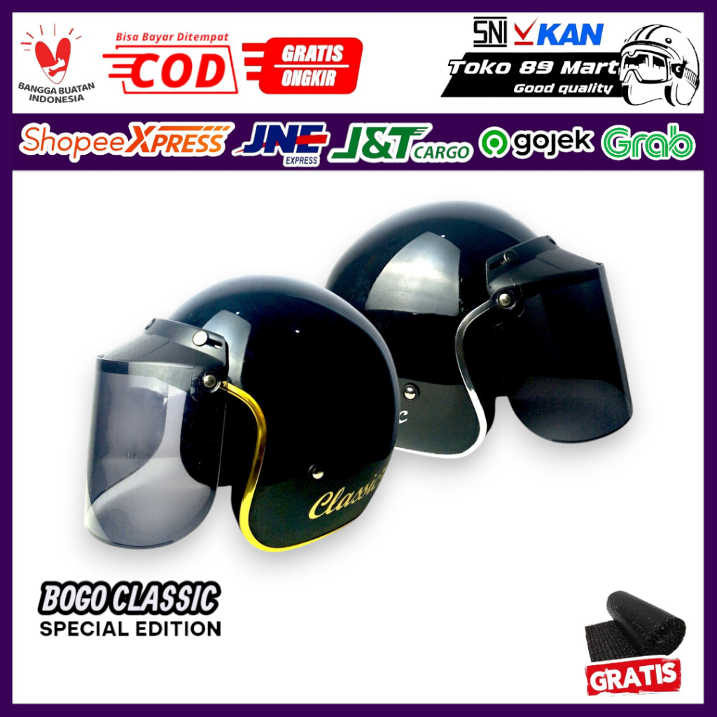 BIVI Premio Bogo Classic List Gold Silver SNI Retro Half Face Helmet ...