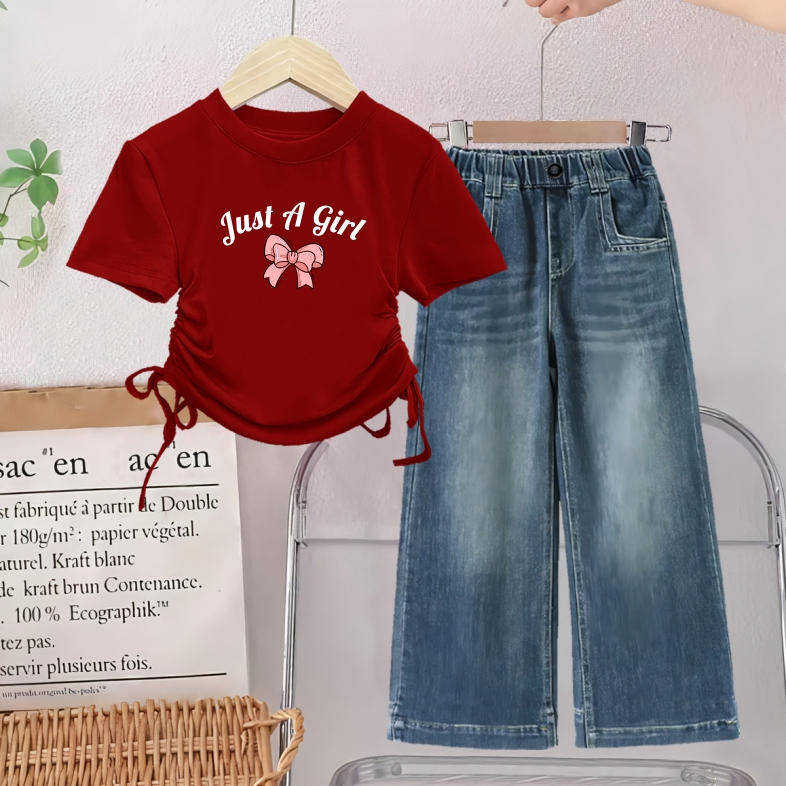MERAH Red and White Shirt for Girls Boys 80th One Set 17 August Kids ...