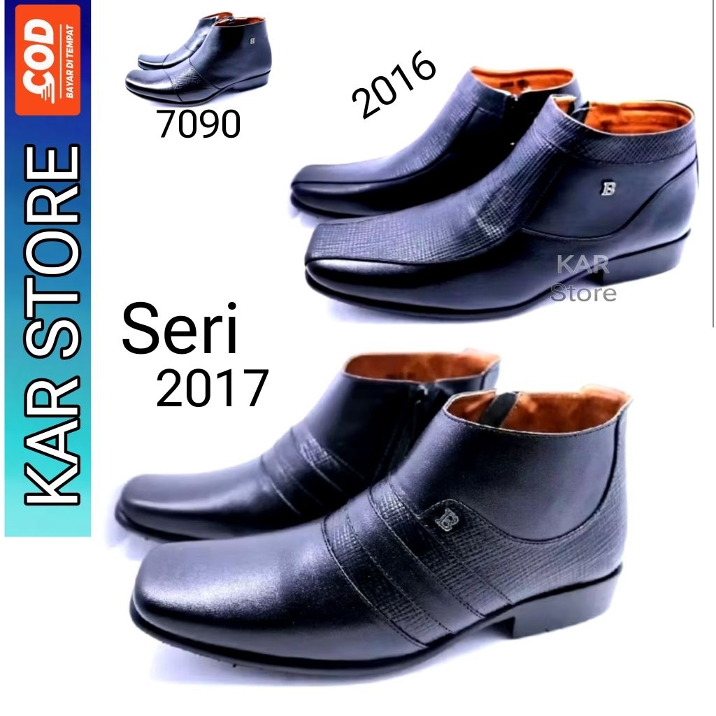 Men's Shoes Series 7090 Pentofel High Leather Zipper Black | Shopee ...