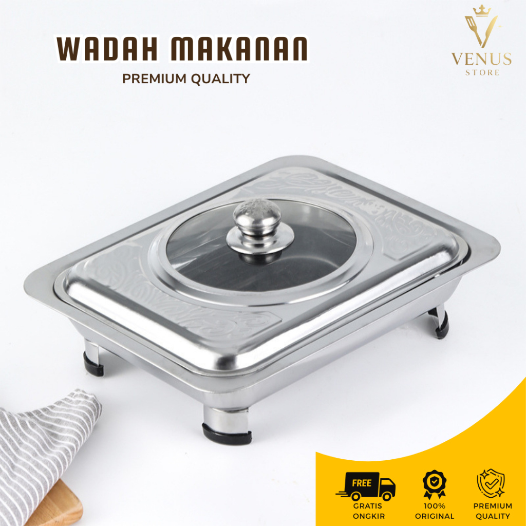 Rectangular Glass Lid Stainless Buffet Food Container Pad | Shopee ...