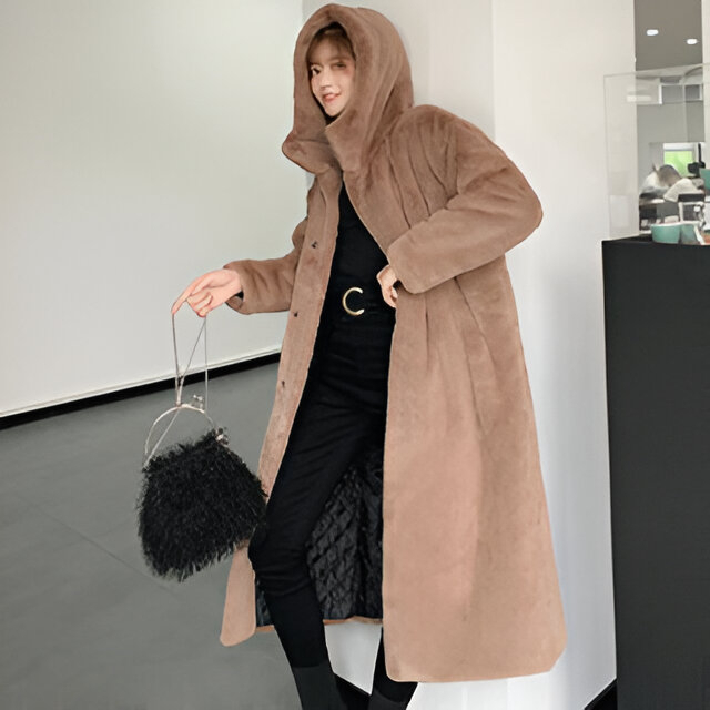 Soft korean style women's fur robe Winter coat Thick women's fur jacket ...