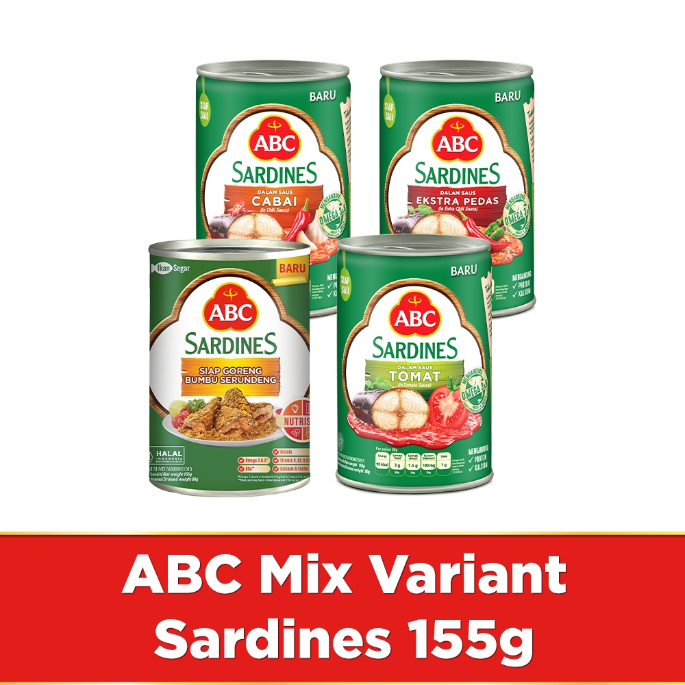 ABC Sardines (Sarden) Flavor of Tomato Sauce, Chili Sauce, Extra Spicy ...