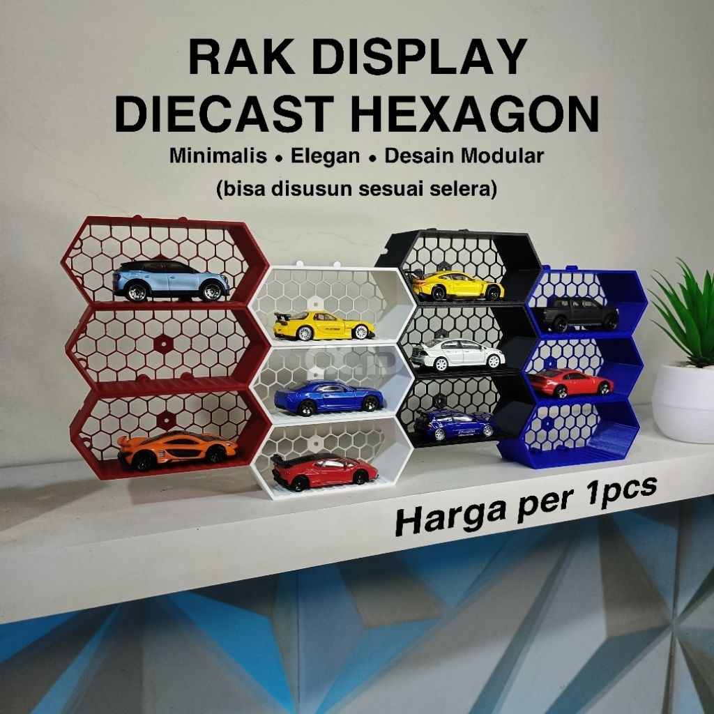 1:64 Hexagon Modular Diecast Display Rack Hot Wheels Tomica Mini GT ...