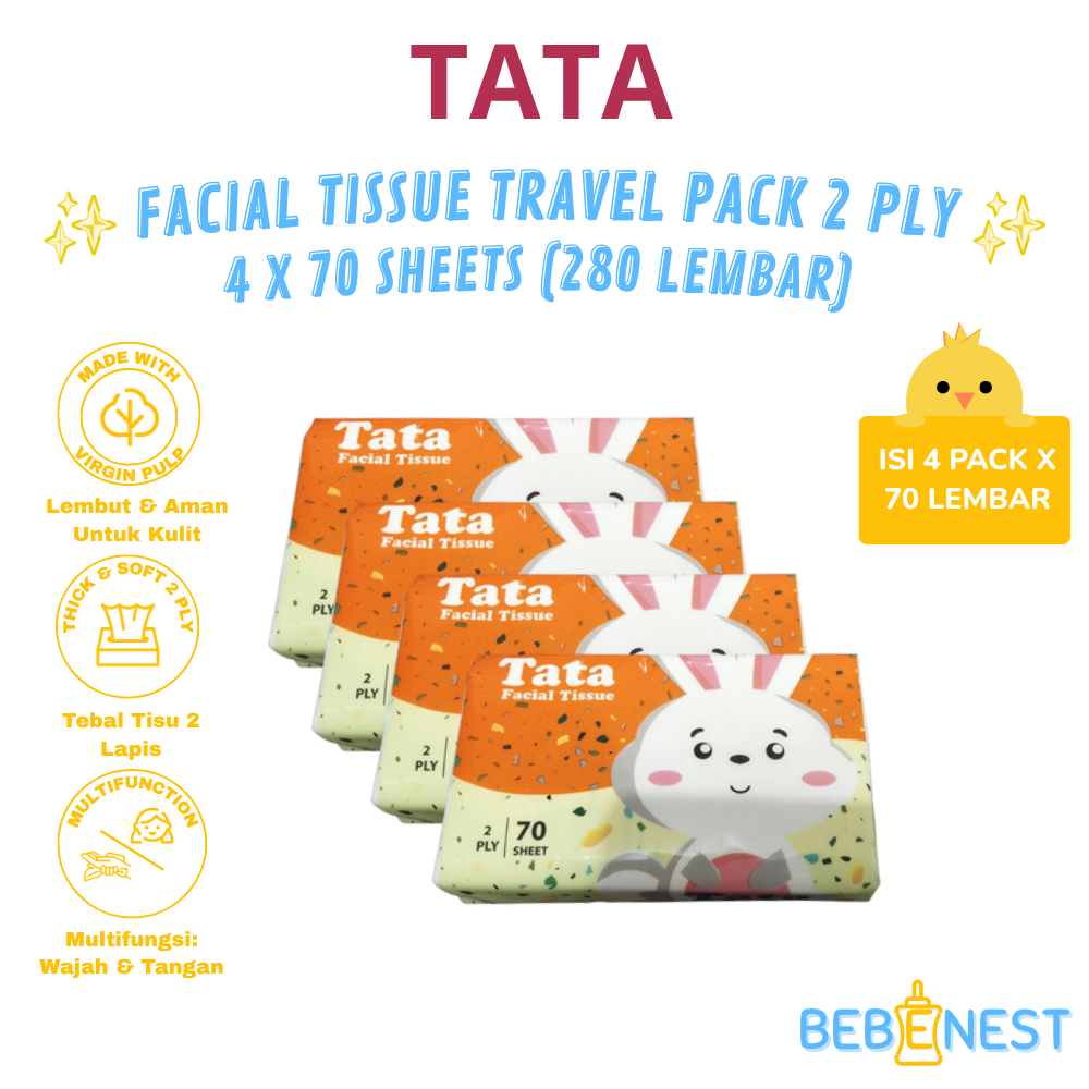 Tata Facial Tissue Travel Pack 2 Ply 4 Pack (280 Sheets) | Shopee ...