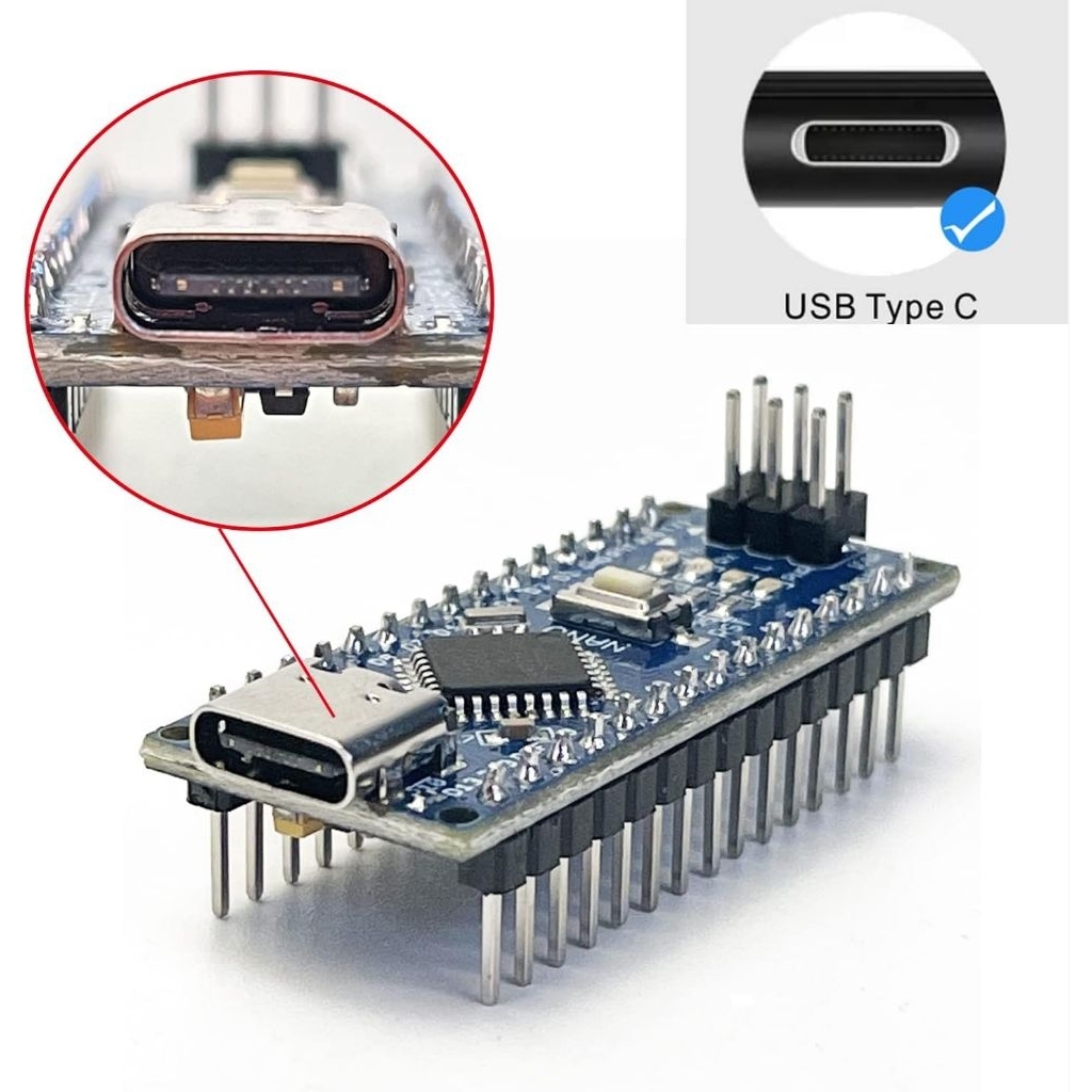 Arduino Nano V3.0 ATMEGA328P CH340G USB Type-C Soldering Port | Shopee ...