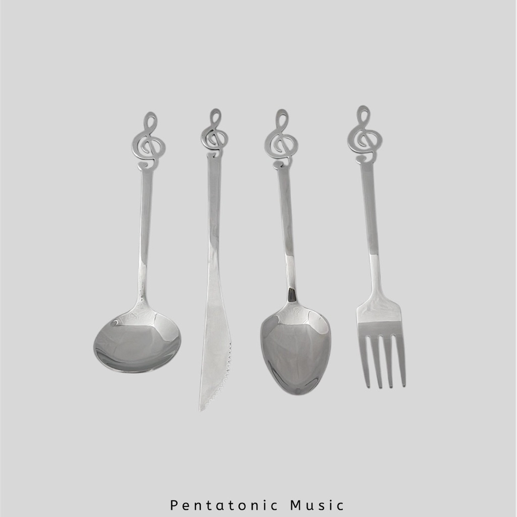 Silver G Clef Cutlery Sendok Musik Alat Makan Kunci G Pentatonic Music ...