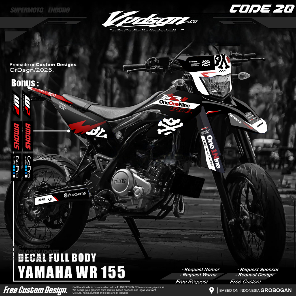 WR 155 Full body Supermoto Decal Free Custom Decal Sticker Yamaha WR ...