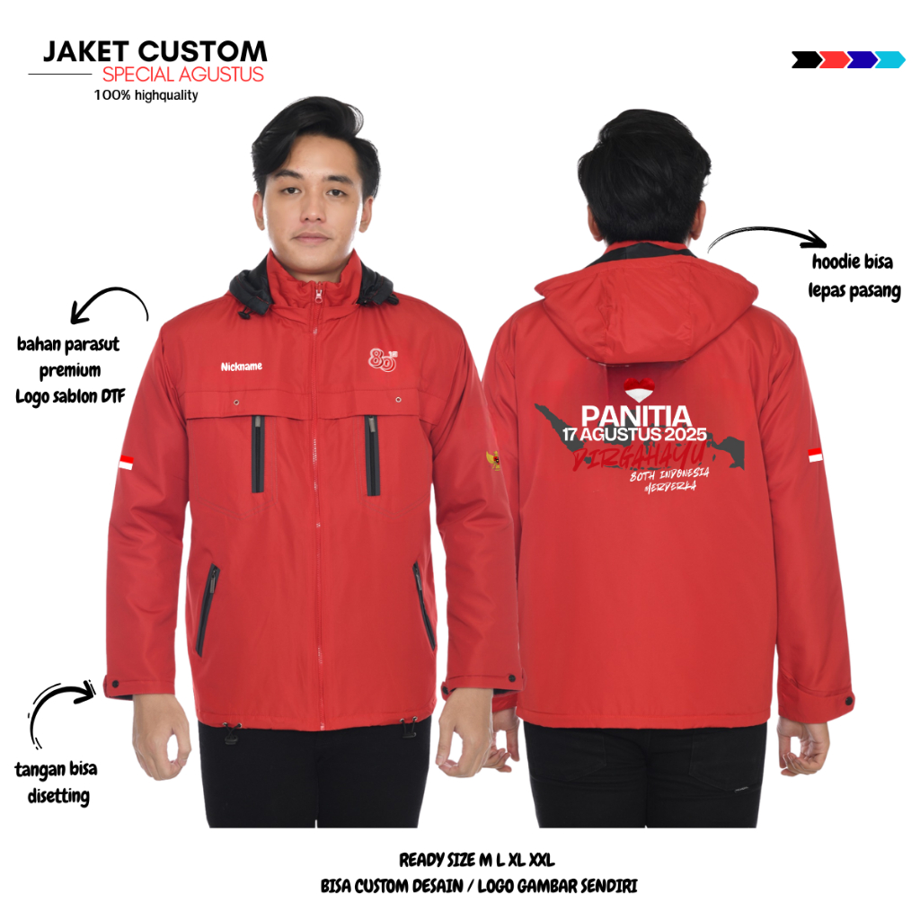 Committee Jacket 17 August 2025 Custom Jacket Dirgahayu 80th Indonesia ...