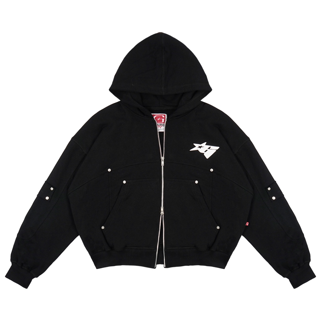 GRDT - Streetform Double Zip Boxy Hoodie Black APL/ | Shopee Philippines