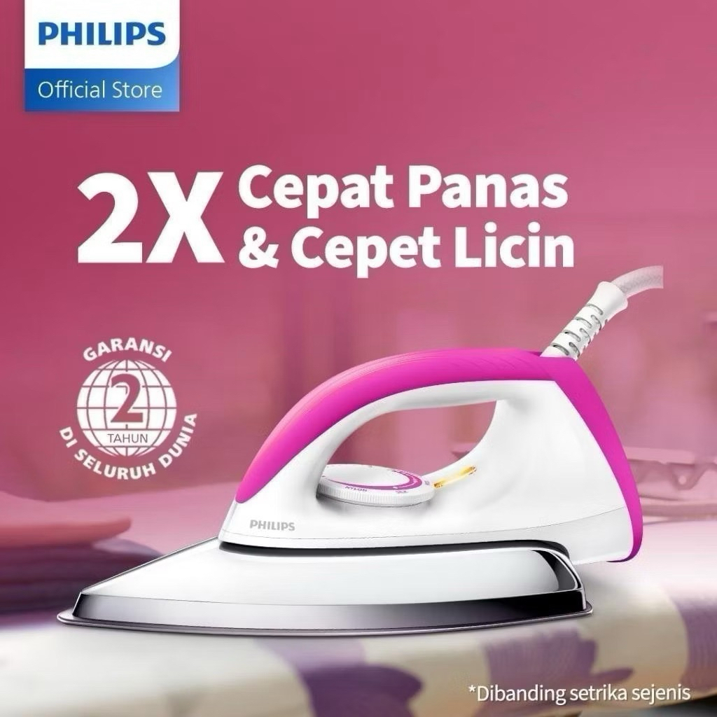 Philips HD 1173 / 40 pink Latest Dry Iron 4x Ceramic Coating Clothes ...