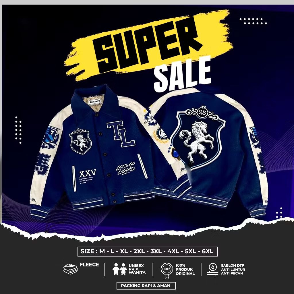 VARSITY TEAM LIQUID MLBB JACKET BIG SIZE SML XL XXL 3XL 4XL 5XL THICK ...