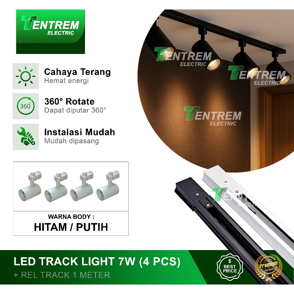 Pack of 4 LED Spotlight Rail 7W Black and White Track Light - Home ...