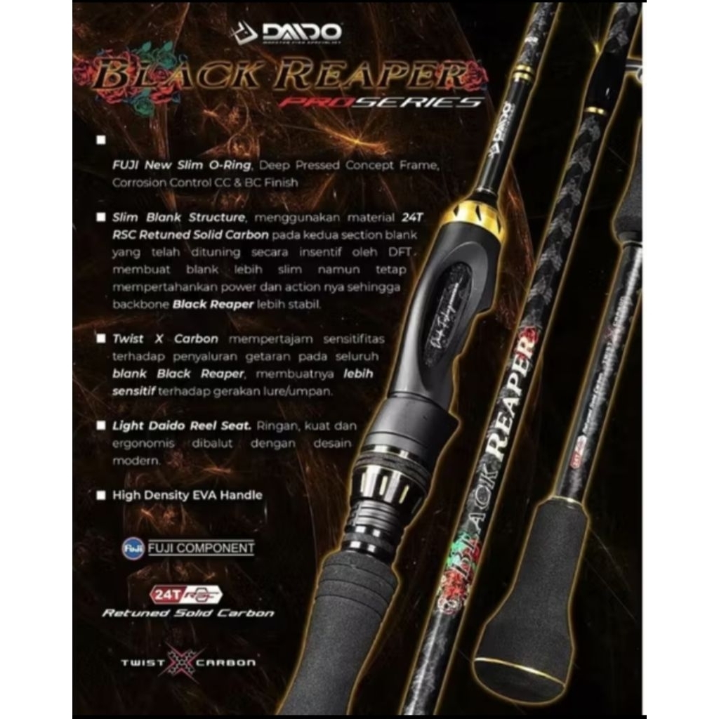 ROD Daido Black Reaper Spining ROD 180cm Fuji | Shopee Philippines