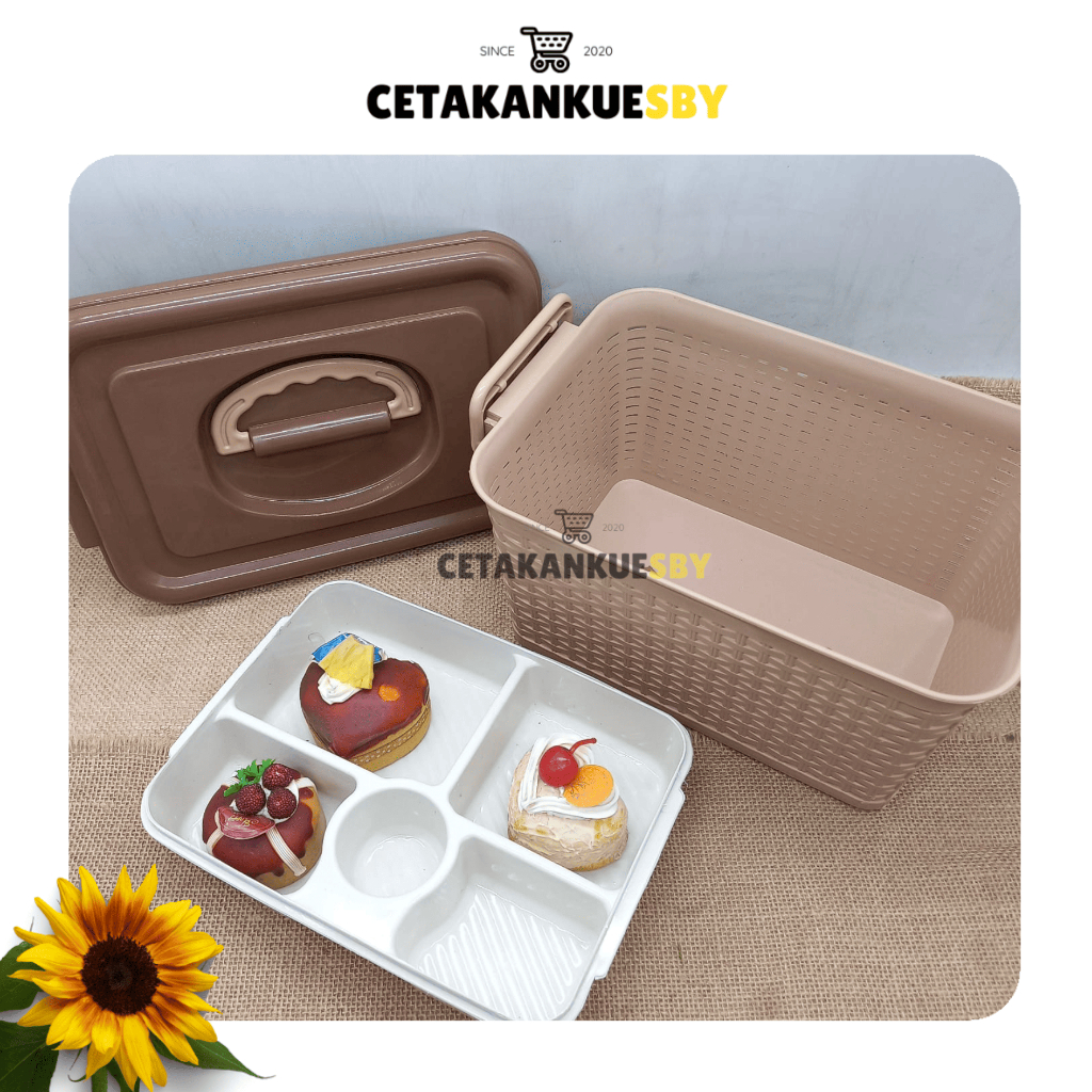 (CKS) Gisella Brown Rattan Plastic Lunch Box / Gisella Rattan Motif ...