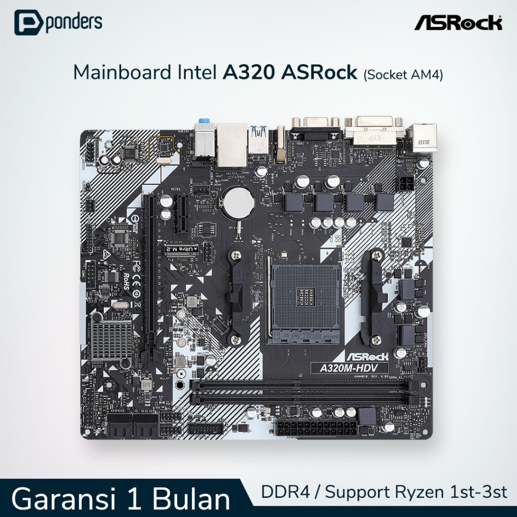 AMD ASRock A320 AM4 DDR4 Mainboard Support Ryzen 1St - 3St Series ...