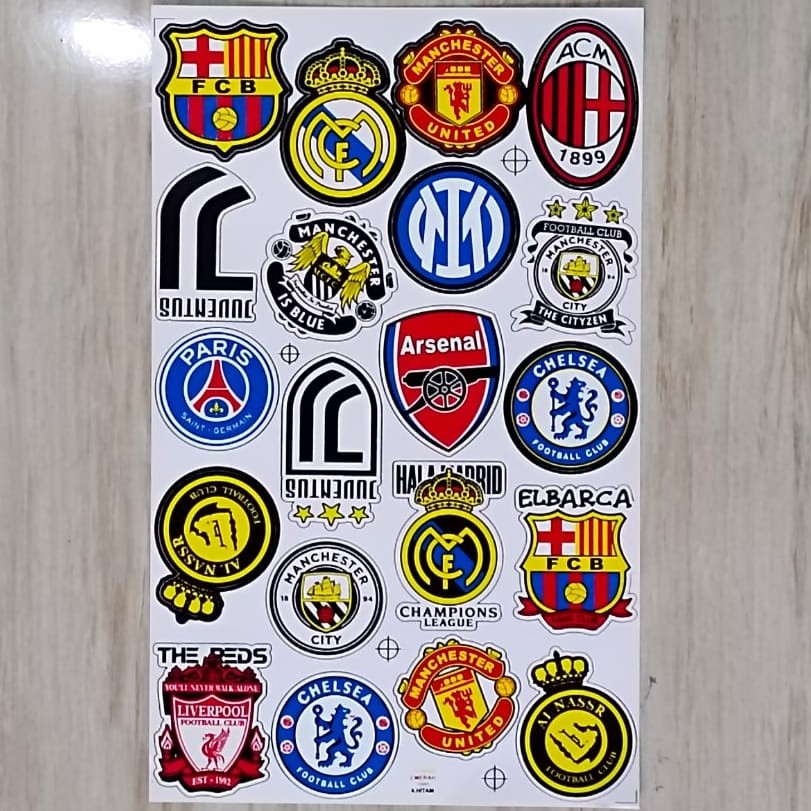 FOOTBALL CLUB LOGO STICKERS / BARCA, ACM, MU, REAL MADRID, ARSENAL ...