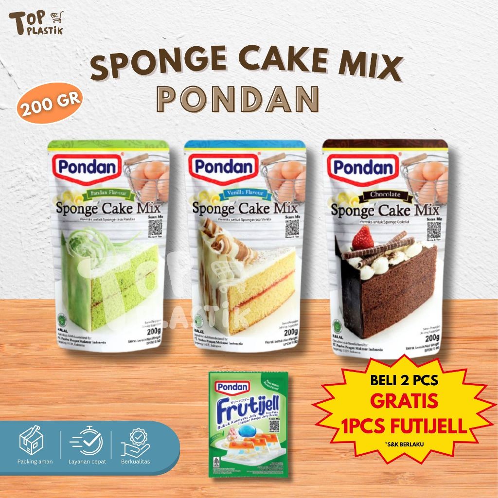 PONDAN SPONGE CAKE MIX POUCH PANDAN, VANILLA, CHOCOLATE FLAVOR POUCH ...