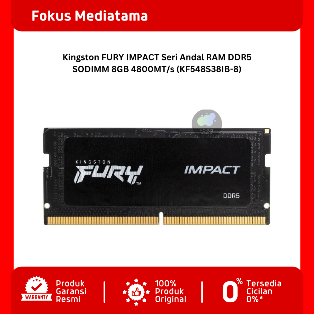 Kingston FURY IMPACT Reliable Series RAM DDR5 SODIMM 8GB 4800MT/s (KF548S38IB-8) | Shopee ...