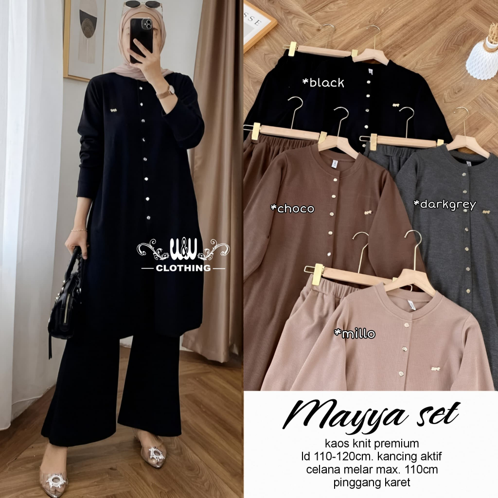 MAYYA SET BY W&W / WOMEN'S SET MIX TOP PANTS PREMIUM KNIT T-SHIRT ...