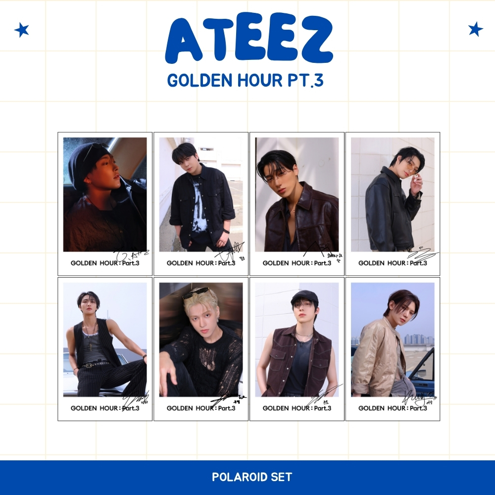 POLAROID ATEEZ GOLDEN HOUR 9 PCS KPOP UNOFFICIAL SEONGHWA YUNHO YEOSANG SAN MINGI WOOYOUNG ...