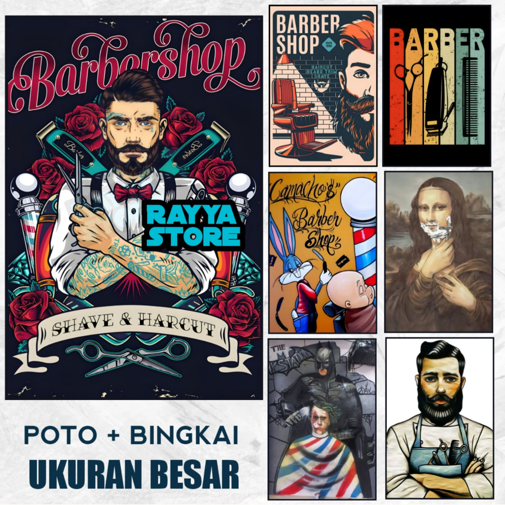 Wooden Photo Poster Barbershop wall decoration hairstyle, Barbershop ...