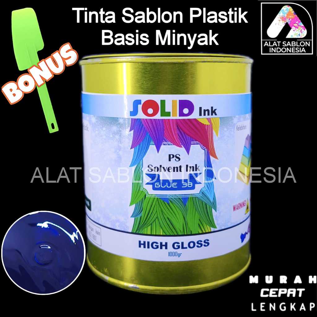 SCREEN PRINTING INK PLASTIC BAGS 1KG SACK biru BLUE 38 SOLVENT BASED ...