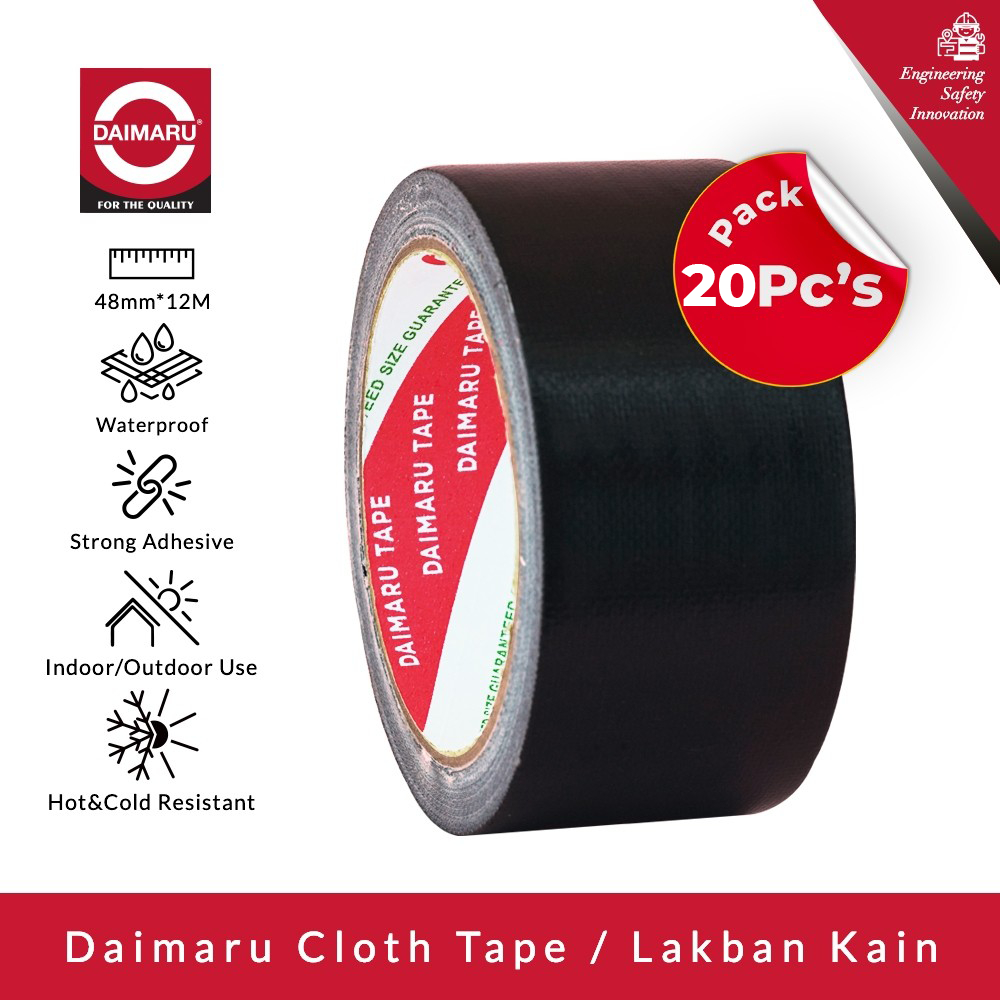 Daimaru Cloth Tape Black Cloth Tape 48mm x 12m / 2 Inch (20 Pcs ...