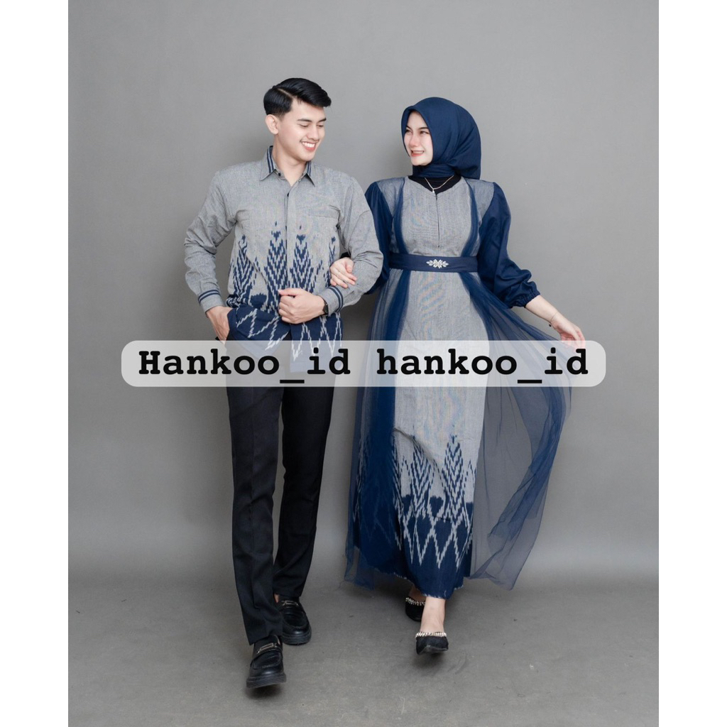 BAJU TENUN COUPLE LUNA GRAY NAVY - BAJU COUPLE - BAJU SARIMBIT - COUPLE ...