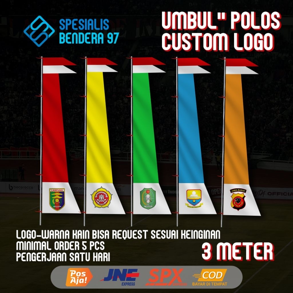 3M PLAIN UMBUL FLAG FLAG COSTUME LOGO | Shopee Philippines