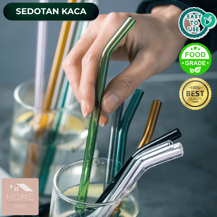 MIMI GLASS STRAW 20 CM AESTHETIC TRANSPARENT COLOR / TRANSPARENT GLASS ...