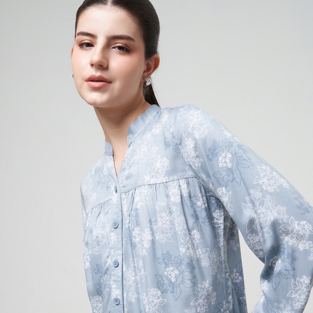 MCB - Regular Women's Blouse Big Size Anatha Floral Print Gray ...