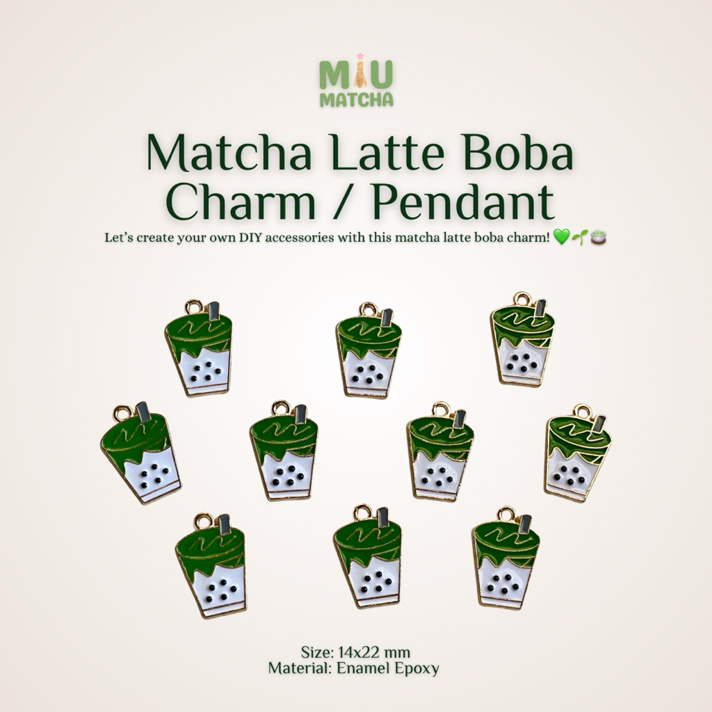 Matcha Latte Boba Charm / Epoxy Enamel Pendant - cute matcha latte ...