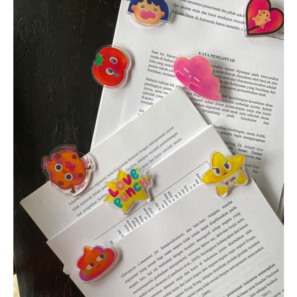 SHARKDUCK Random Cuties Acrylic Paper Clip Bookmark/ Cute Drawing Paper ...