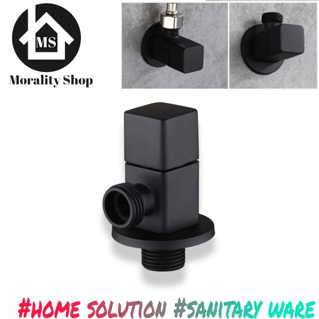 Minimalist black square water stop faucet / 1/2 inch 301B black mini ...