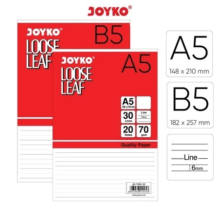 JOYKO Loose leaf / A5/B5 line binder paper contents 100 sheets | Shopee ...