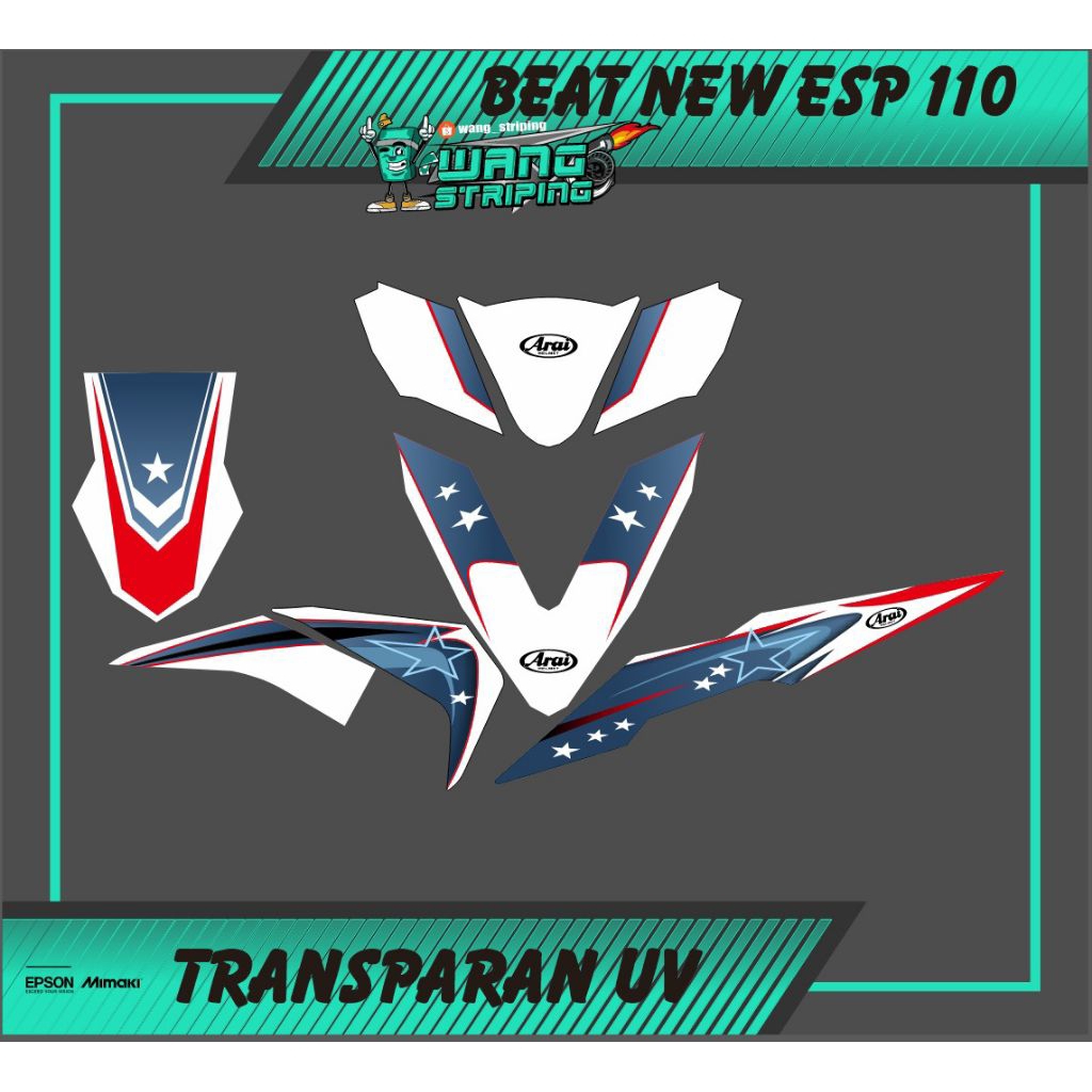 STRIPING STICKER BEAT NEW ESP 110 TRANSPARENT SEMI DECAL LIVERY ARAI ...