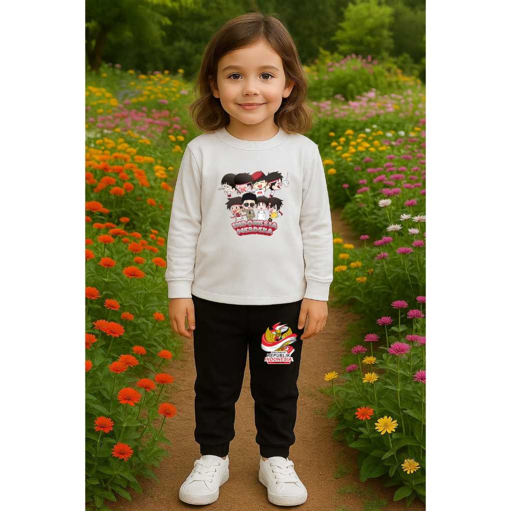 MERAH Girls' Suit Geng Cilik 17 August Long Sweater and Long Pants HUT ...