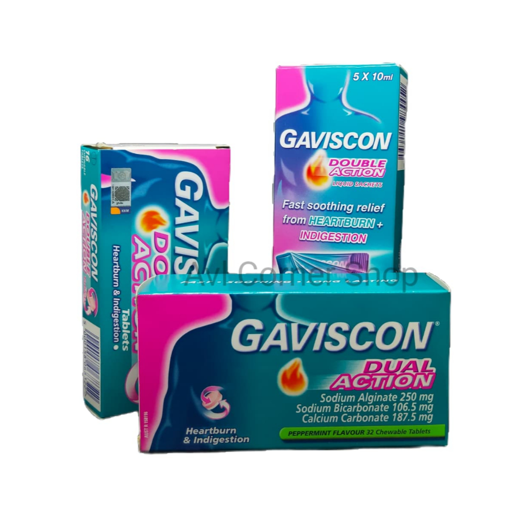 Gaviscon Dual Action Tablets & Liquid / Stomach Pain Medication ...