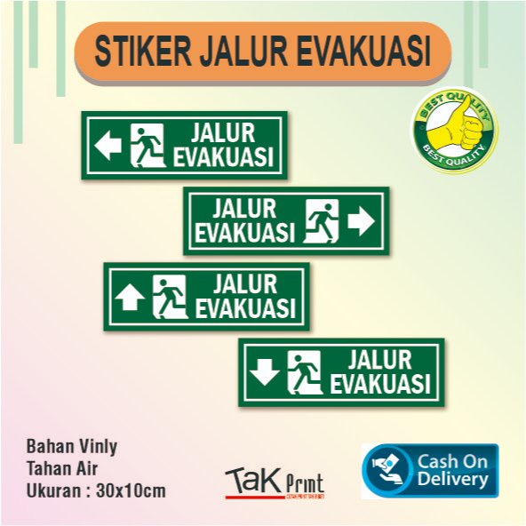 Directional Appeal Information Evacuation Route Sticker Vinyl Material ...