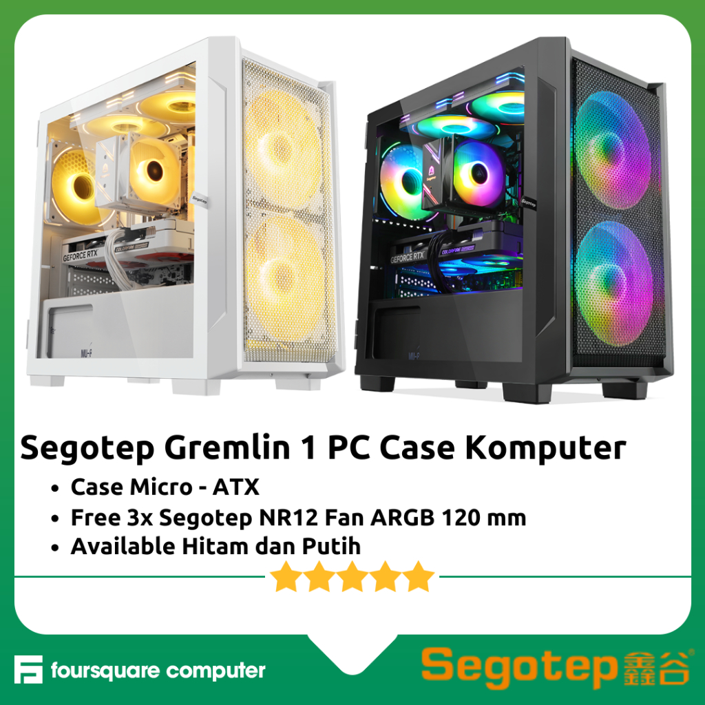 Segotep Gremlin 1 Black White Computer CPU Case Middle Tower Micro-ATX ...
