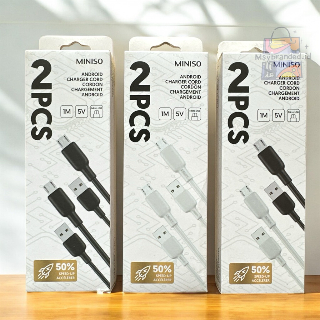 MINISO ANDROID CHARGER CORD MICRO USB 2pcs CHARGER CABLE | Shopee ...