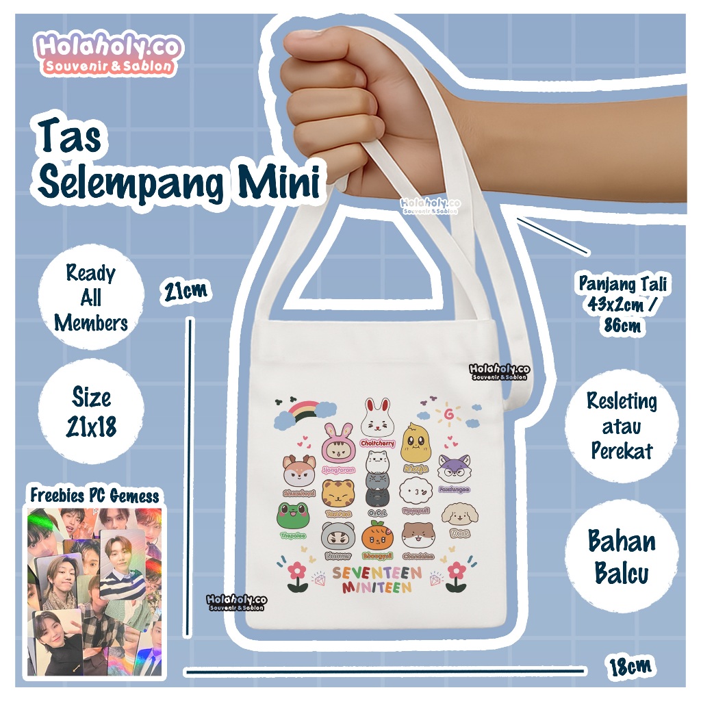 SEVENTEEN Mini Sling Bag Gemes KPOP Fankit Canvas MINITEEN CHARACTER ...